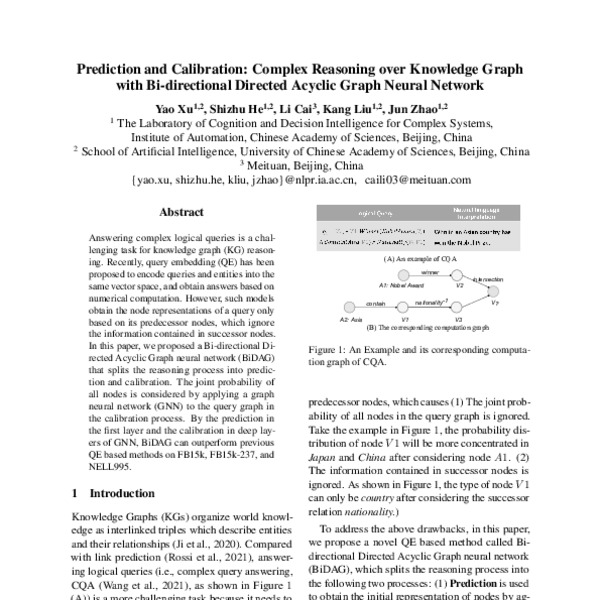 Prediction and Calibration: Complex Reasoning over Knowledge Graph with Bi-directional Directed ...