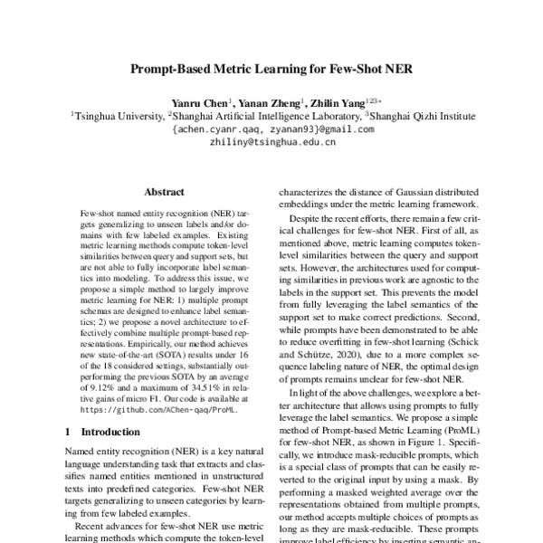 Prompt-Based Metric Learning for Few-Shot NER - ACL Anthology