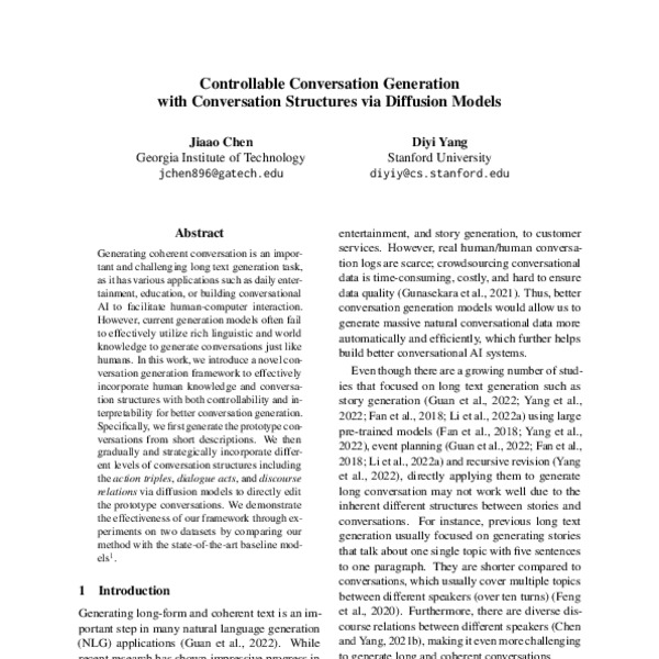 Controllable Conversation Generation with Conversation Structures via Diffusion Models - ACL ...
