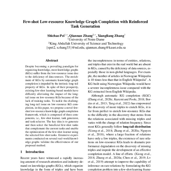Few-shot Low-resource Knowledge Graph Completion with Reinforced Task Generation - ACL Anthology