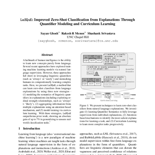 LaSQuE: Improved Zero-Shot Classification from Explanations Through Quantifier Modeling and ...