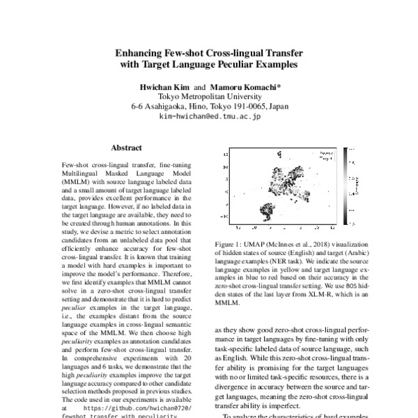 Enhancing Few-shot Cross-lingual Transfer with Target Language Peculiar ...