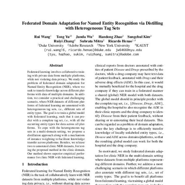 Federated Domain Adaptation For Named Entity Recognition Via Distilling With Heterogeneous Tag