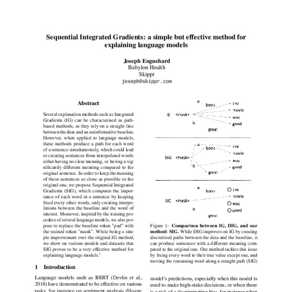 Sequential Integrated Gradients: a simple but effective method for explaining language models ...