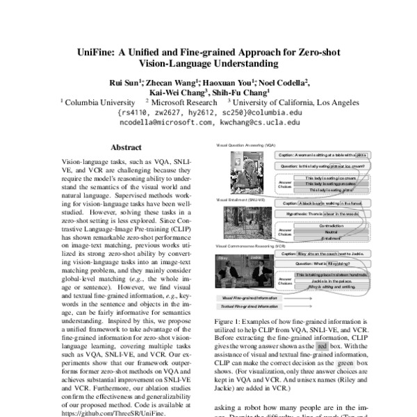 Unifine A Unified And Fine Grained Approach For Zero Shot Vision Language Understanding Acl