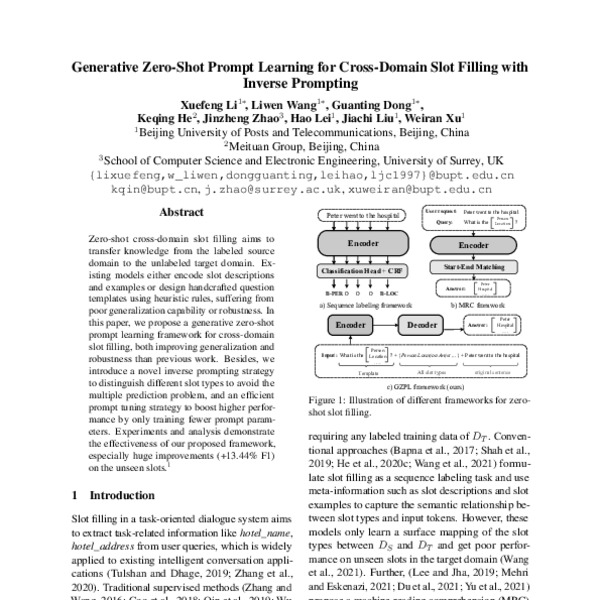 Generative Zero-Shot Prompt Learning for Cross-Domain Slot Filling with Inverse Prompting - ACL ...