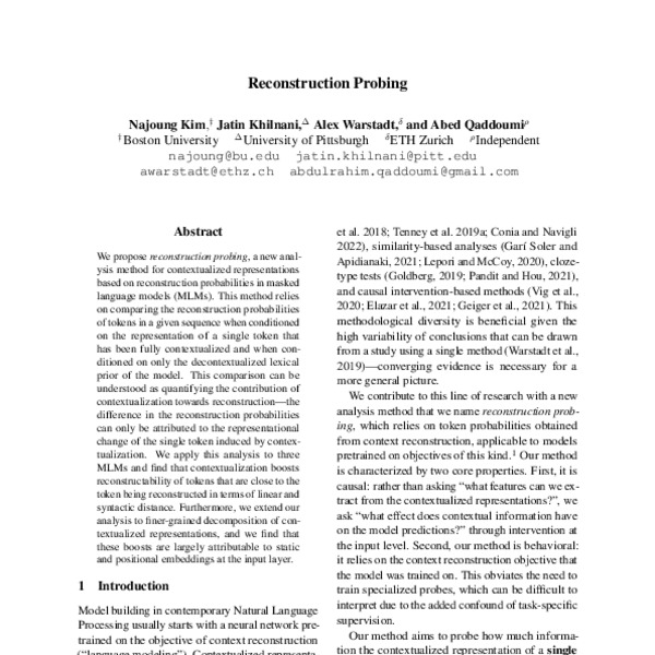 Reconstruction Probing - ACL Anthology