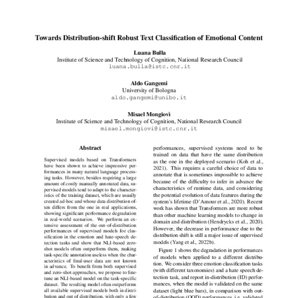 Towards Distribution-shift Robust Text Classification of Emotional Content - ACL Anthology