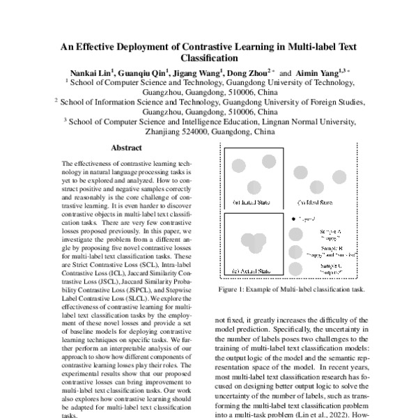 An Effective Deployment Of Contrastive Learning In Multi Label Text Classification Acl Anthology