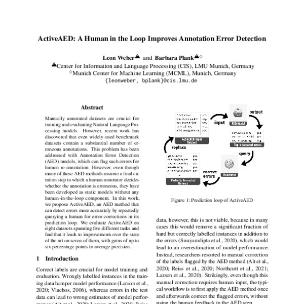 Activeaed A Human In The Loop Improves Annotation Error Detection Acl Anthology