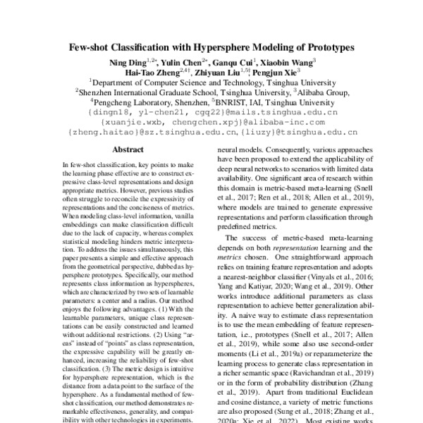 Few-shot Classification with Hypersphere Modeling of Prototypes - ACL Anthology