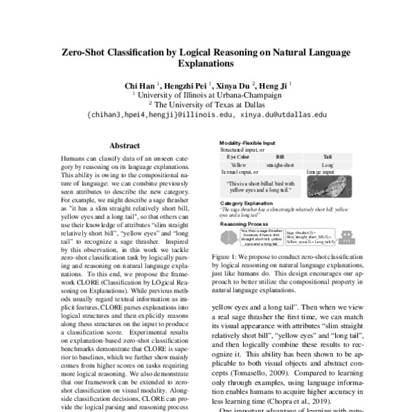 Zero Shot Classification By Logical Reasoning On Natural Language Explanations Acl Anthology