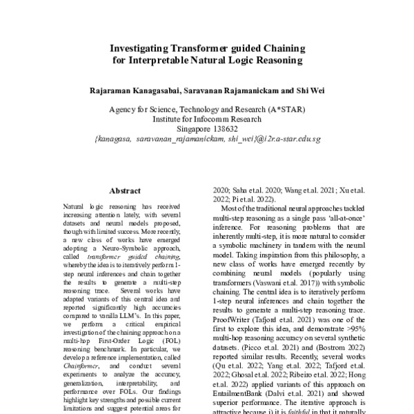Investigating Transformer-Guided Chaining for Interpretable Natural Logic Reasoning - ACL Anthology