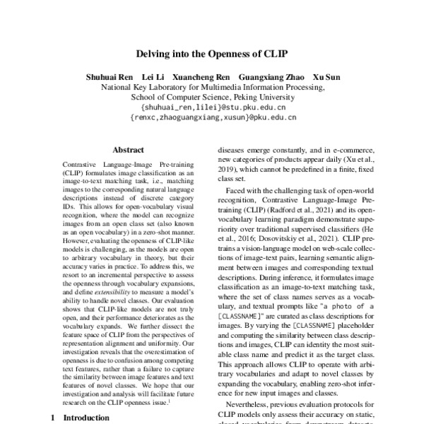 Delving into the Openness of CLIP - ACL Anthology