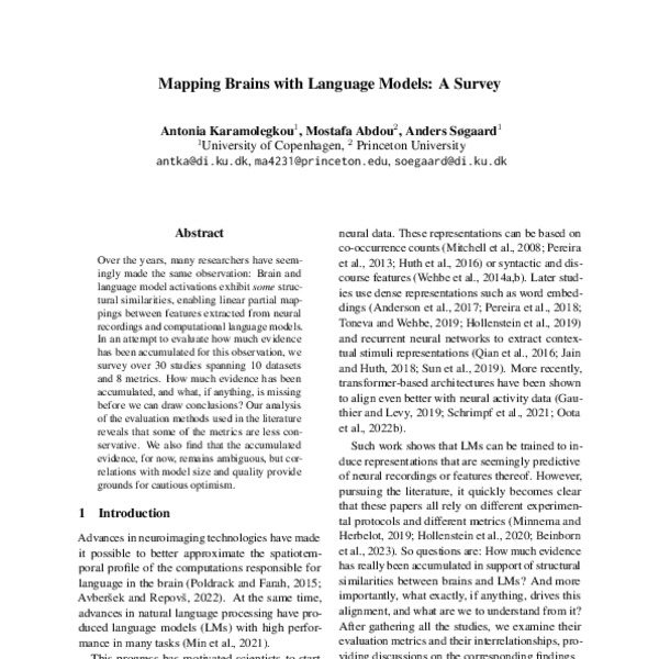 Mapping Brains with Language Models: A Survey - ACL Anthology