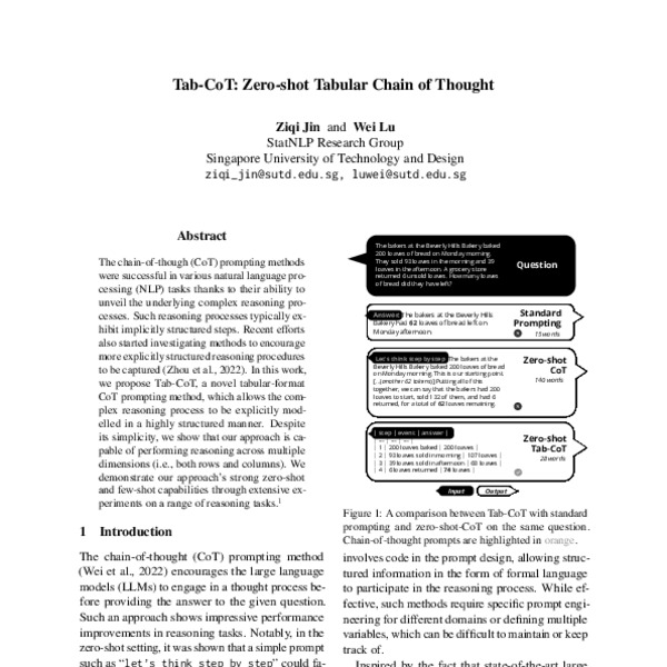Tab-CoT: Zero-shot Tabular Chain of Thought - ACL Anthology