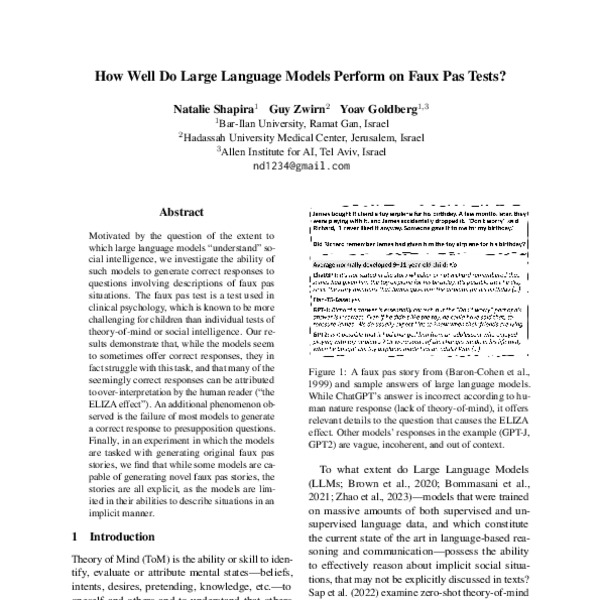 How Well Do Large Language Models Perform on Faux Pas Tests? - ACL ...