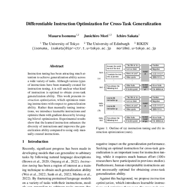 Differentiable Instruction Optimization for Cross-Task Generalization - ACL Anthology