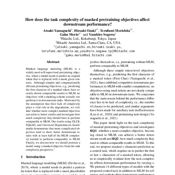 How does the task complexity of masked pretraining objectives affect ...