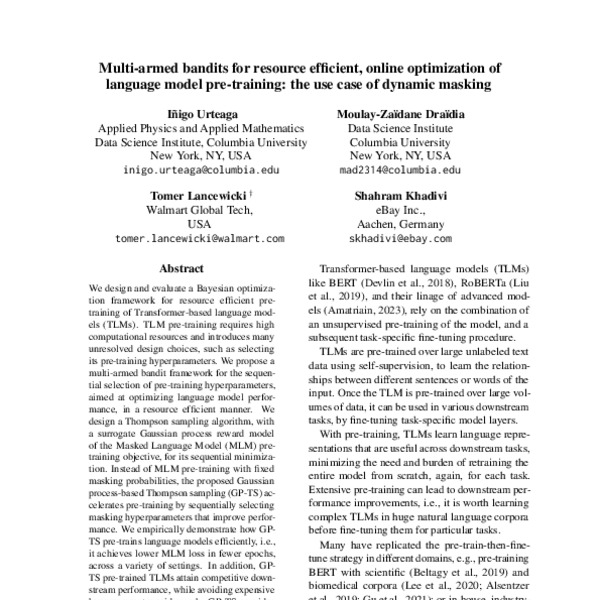 Multi-armed bandits for resource efficient, online optimization of language model pre-training ...