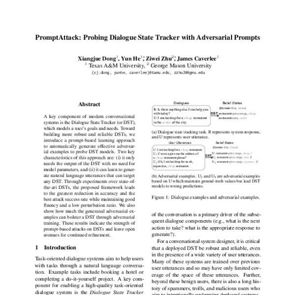 PromptAttack: Probing Dialogue State Trackers with Adversarial Prompts - ACL Anthology