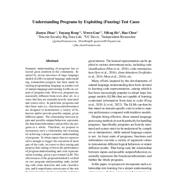 Understanding Programs by Exploiting (Fuzzing) Test Cases - ACL Anthology