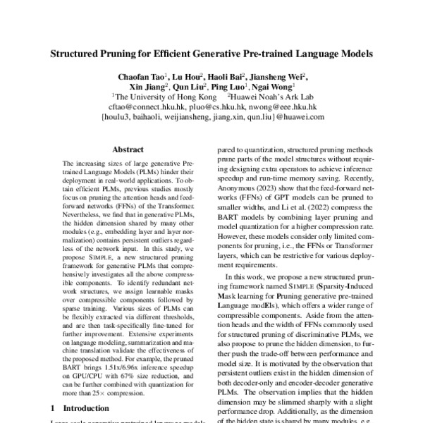 Structured Pruning For Efficient Generative Pre Trained Language Models 6916