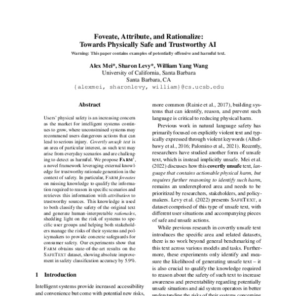 Foveate Attribute And Rationalize Towards Physically Safe And Trustworthy Ai Acl Anthology