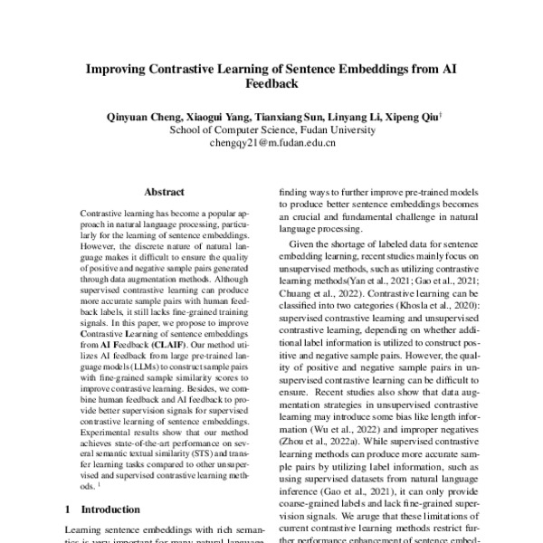 Improving Contrastive Learning of Sentence Embeddings from AI Feedback - ACL Anthology