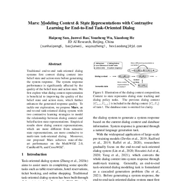 Mars Modeling Context And State Representations With Contrastive Learning For End To End Task