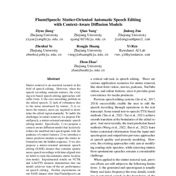FluentSpeech: Stutter-Oriented Automatic Speech Editing with Context-Aware Diffusion Models ...