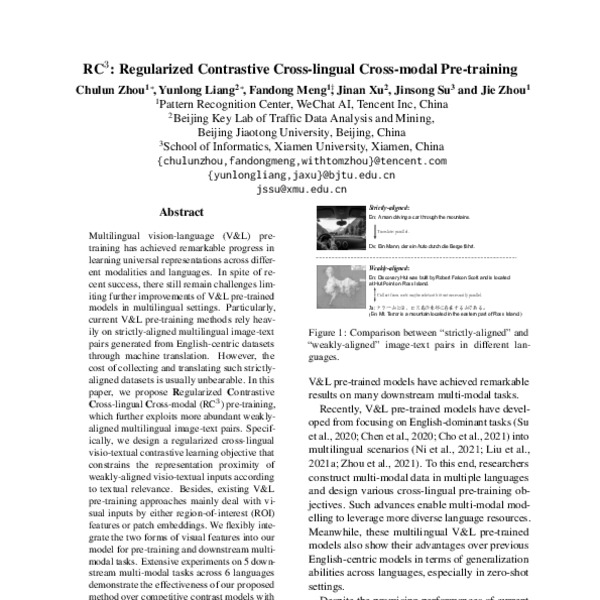RC3: Regularized Contrastive Cross-lingual Cross-modal Pre-training - ACL Anthology