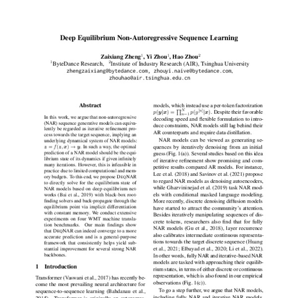 Deep Equilibrium Non-Autoregressive Sequence Learning - ACL Anthology