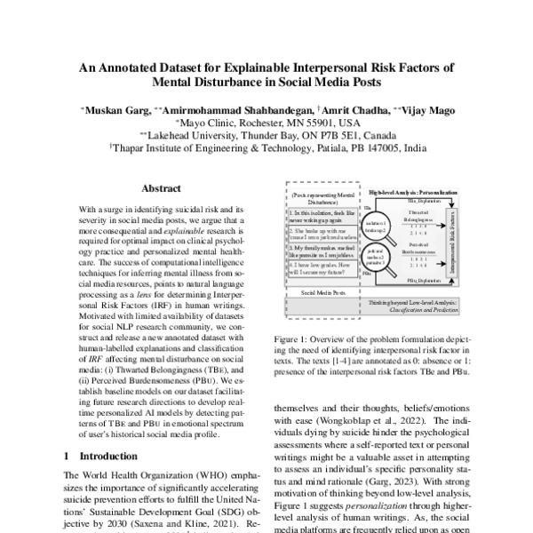 An Annotated Dataset for Explainable Interpersonal Risk Factors of ...