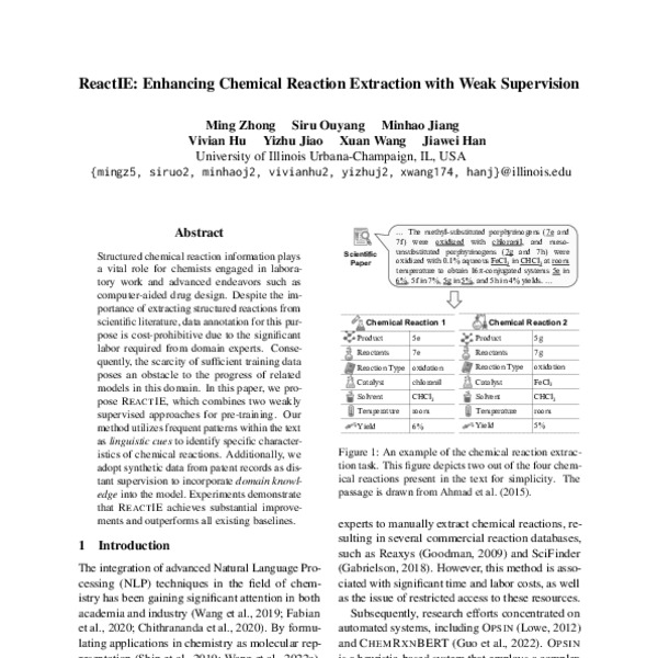 Reactie Enhancing Chemical Reaction Extraction With Weak Supervision Acl Anthology
