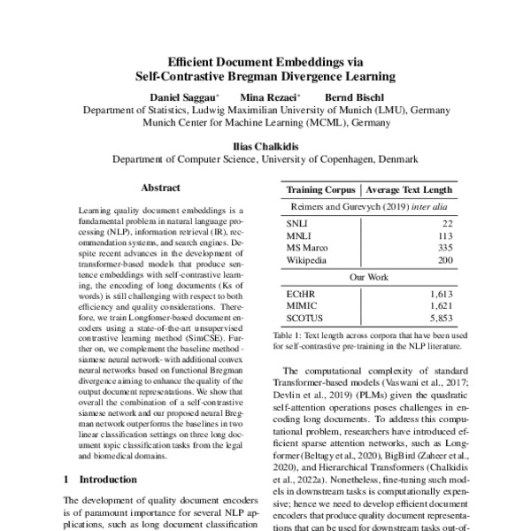 Efficient Document Embeddings via Self-Contrastive Bregman Divergence Learning - ACL Anthology