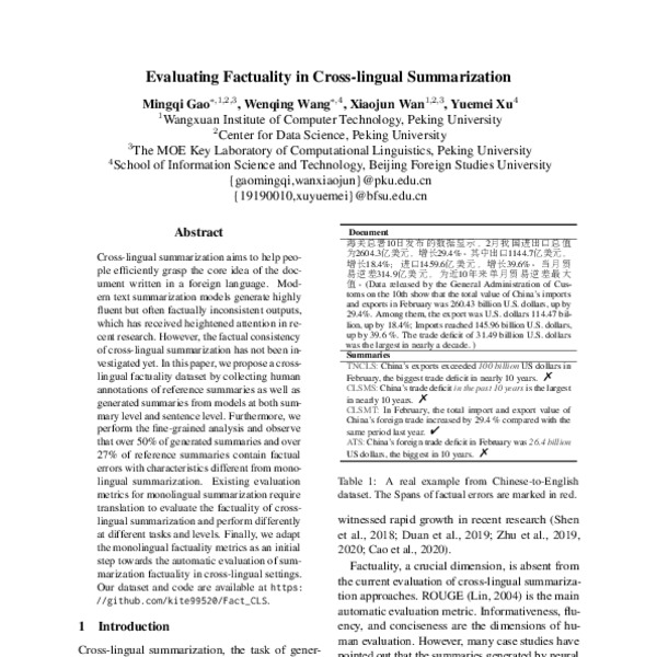 Evaluating Factuality In Cross Lingual Summarization Acl Anthology