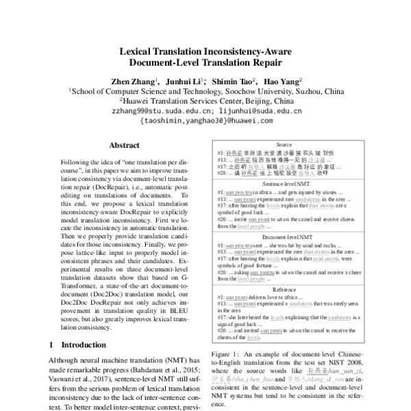 Lexical Translation Inconsistency-Aware Document-Level Translation Repair - ACL Anthology