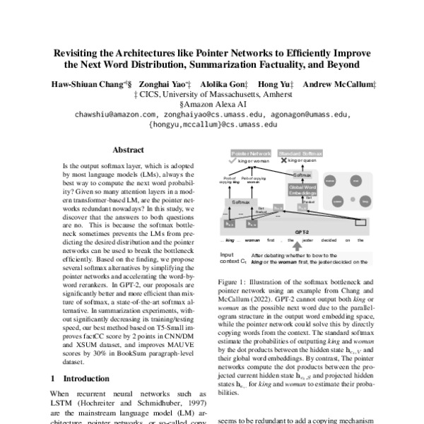 Revisiting The Architectures Like Pointer Networks To Efficiently Improve The Next Word