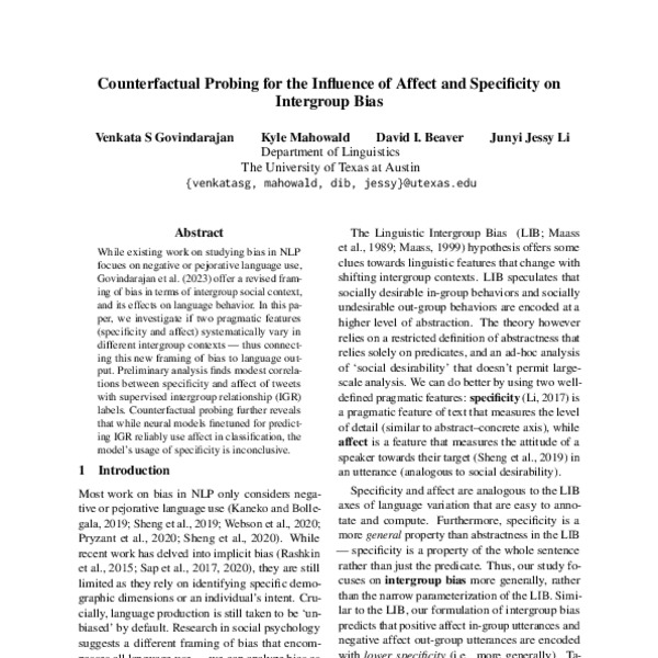 Counterfactual Probing for the Influence of Affect and Specificity on Intergroup Bias - ACL ...
