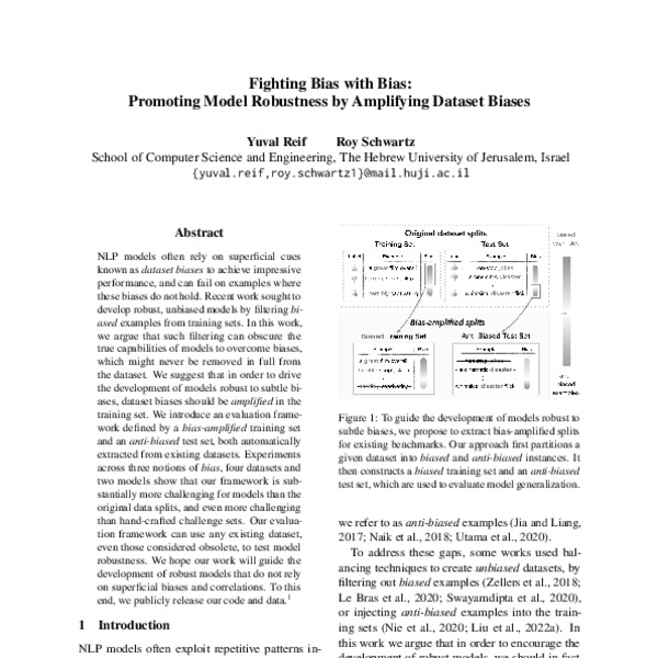 Fighting Bias With Bias: Promoting Model Robustness by Amplifying Dataset Biases - ACL Anthology