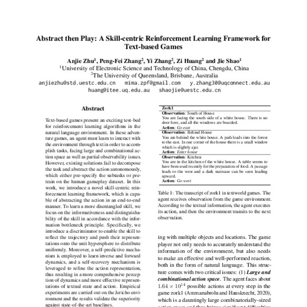 Abstract Then Play A Skill Centric Reinforcement Learning Framework For Text Based Games Acl