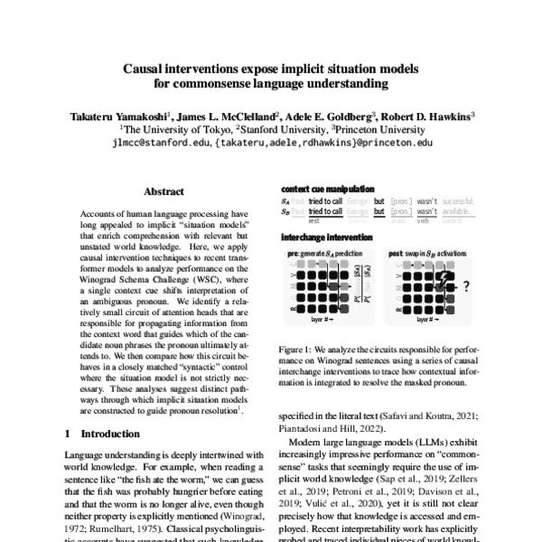 Causal interventions expose implicit situation models for commonsense language understanding ...