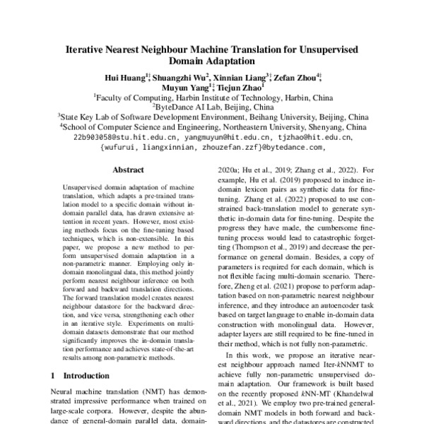 Iterative Nearest Neighbour Machine Translation for Unsupervised Domain Adaptation - ACL Anthology