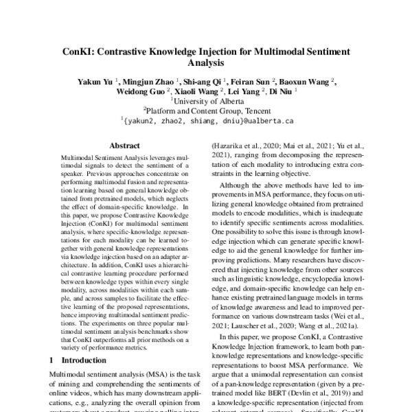 ConKI: Contrastive Knowledge Injection for Multimodal Sentiment Analysis - ACL Anthology