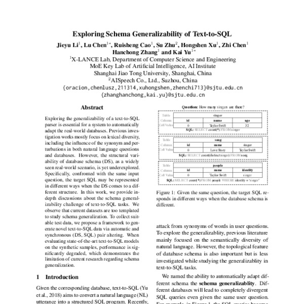 Exploring Schema Generalizability of Text-to-SQL - ACL Anthology