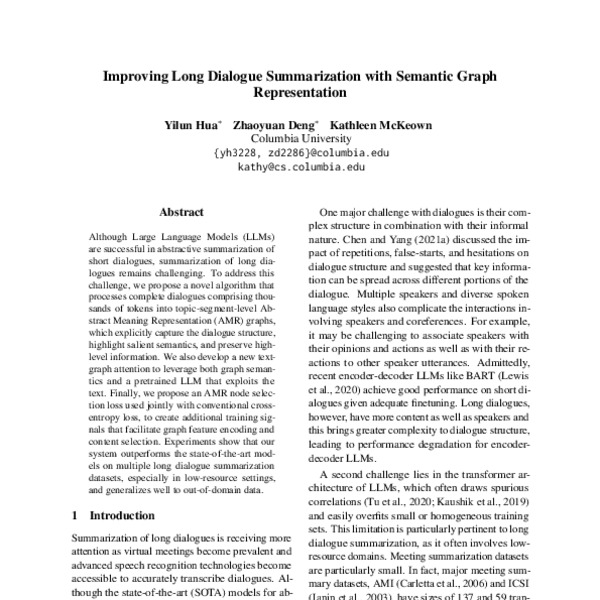 Improving Long Dialogue Summarization with Semantic Graph Representation - ACL Anthology