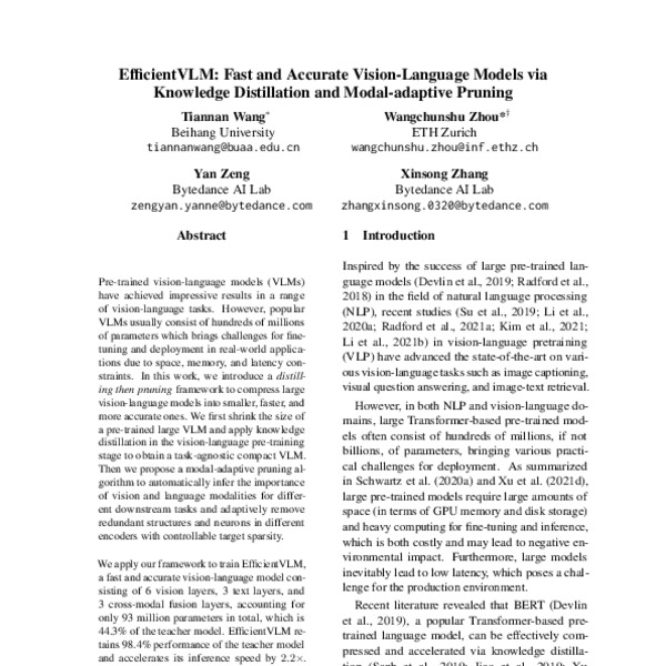 EfficientVLM: Fast and Accurate Vision-Language Models via Knowledge ...