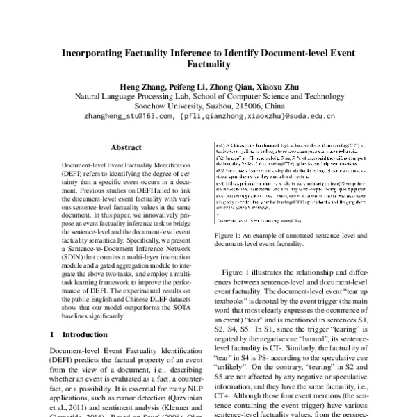 Incorporating Factuality Inference To Identify Document Level Event Factuality Acl Anthology