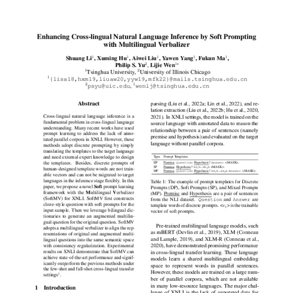 Enhancing Cross Lingual Natural Language Inference By Soft Prompting With Multilingual